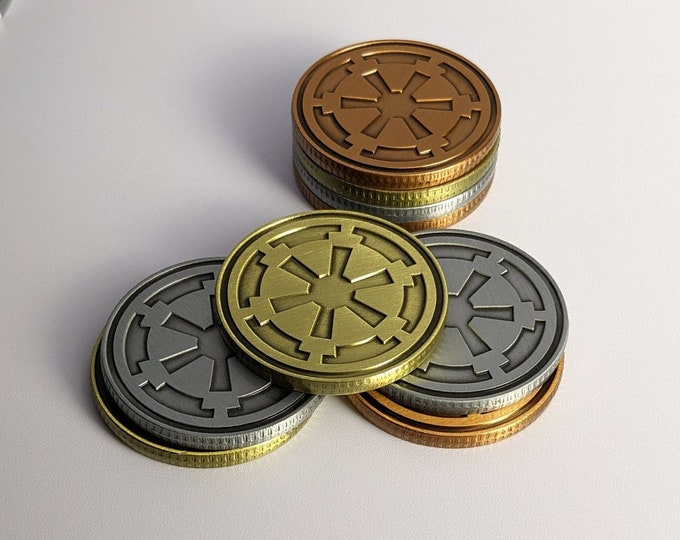 Solid Metal Imperial Coin Set Gold, Silver, and Bronze Sabacc Credits ...