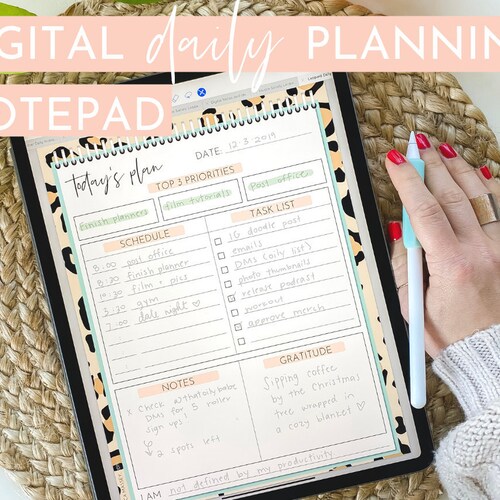 Digital Daily Planning Leopard Print Notepad Hustle Sanely® - Etsy