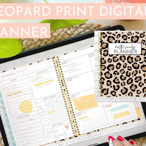 Leopard Print Undated Portrait Digital Planner Hustle - Etsy