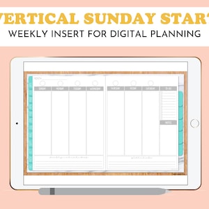 Vertical Weekly Insert for Digital Planning Undated Blank Sunday Start ...