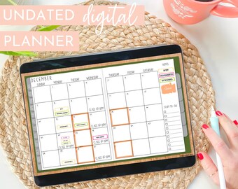 Undated Monthly Digital Planner Marble Turquoise Hustle | Etsy