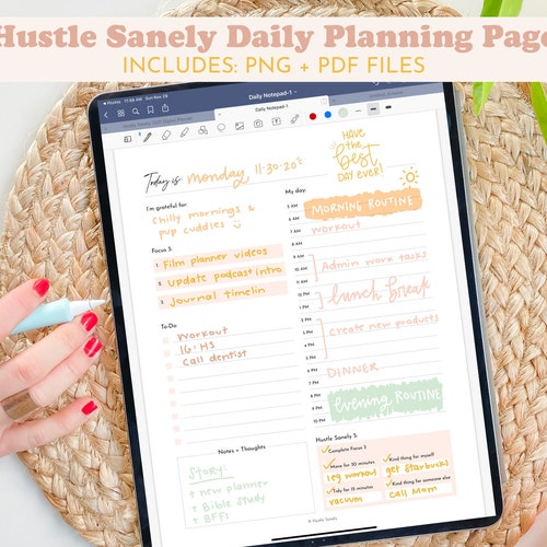 Hustle Sanely® Daily Planning Page 5 AM 10 PM - Etsy