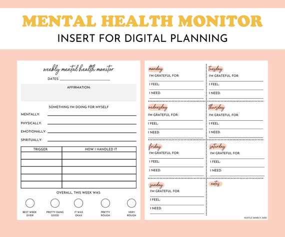 Weekly Mental Health Monitor for Digital Planning | Etsy
