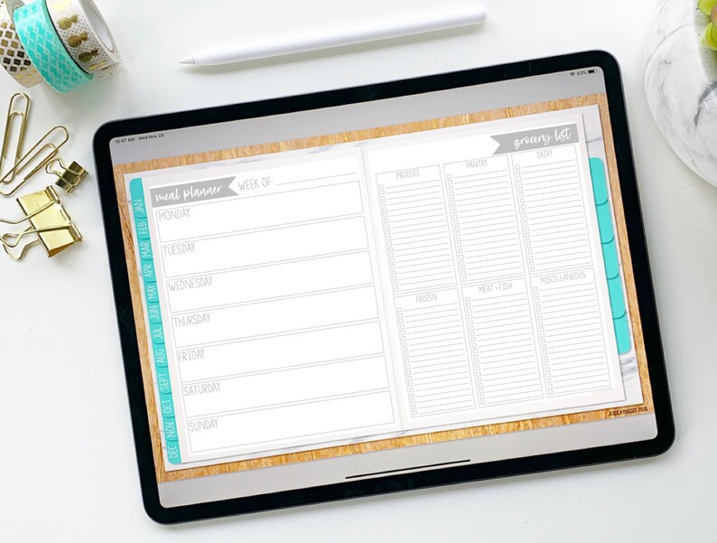 Meal Planner and Grocery List Insert for Digital Planning - Etsy