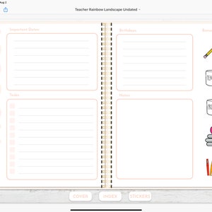 Customizable Boho Rainbow Digital Teacher Planner | Undated Landscape ...