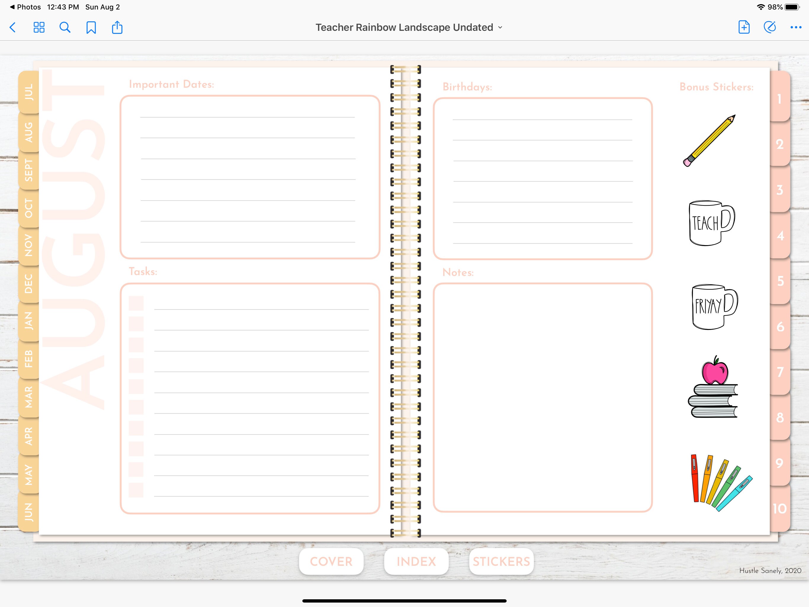 Customizable Boho Rainbow Digital Teacher Planner Undated | Etsy