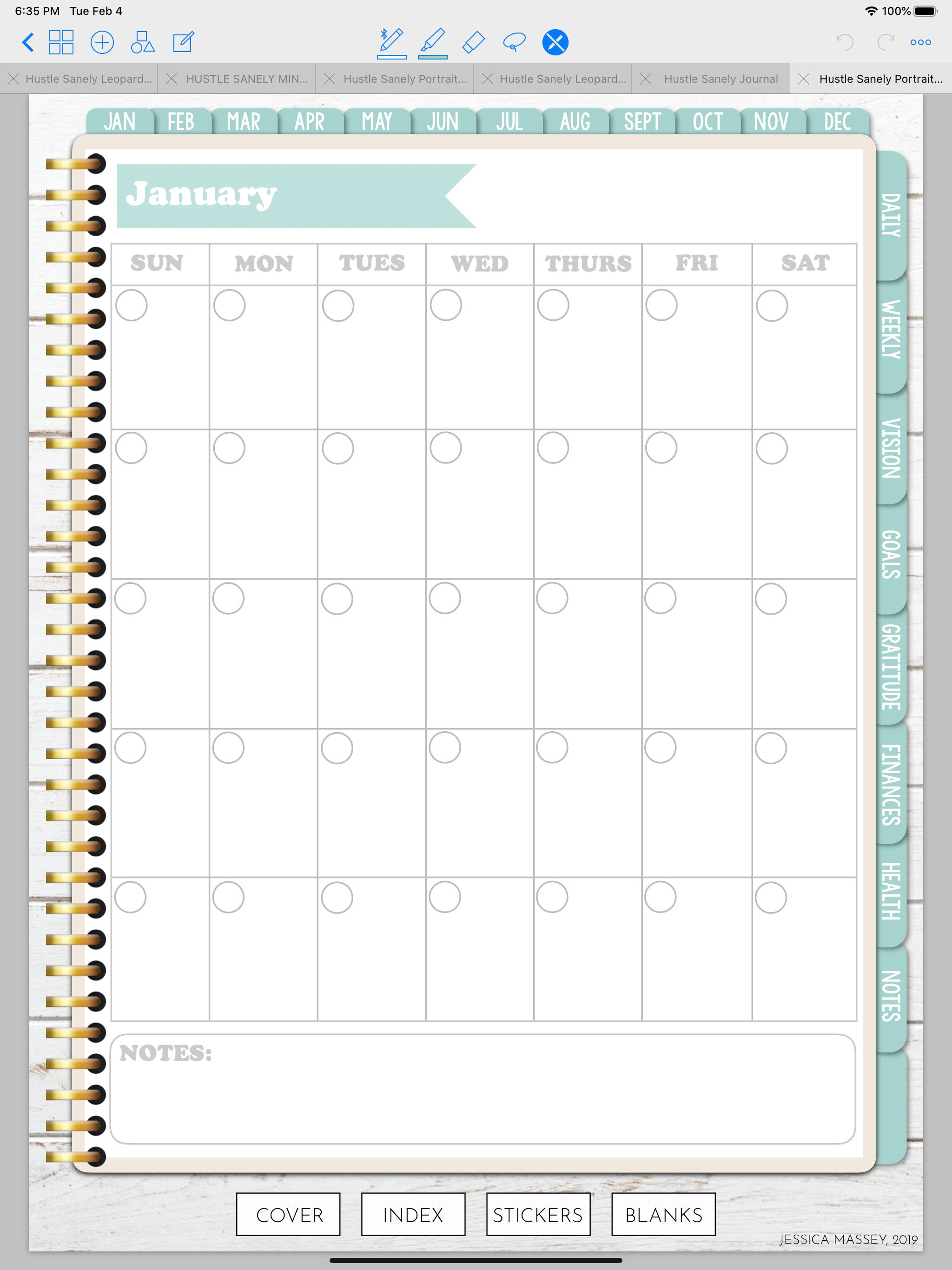 Undated Portrait Digital Planner Terrazzo Design | Hustle Sanely® - Etsy