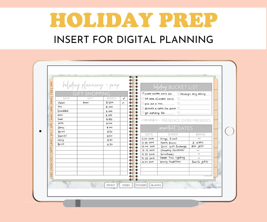 Holiday Prep and Planning Insert for Digital Planning - Etsy