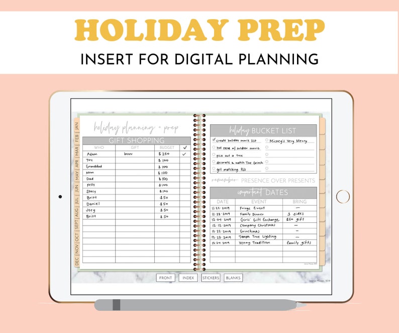 Holiday Prep and Planning Insert for Digital Planning | Etsy