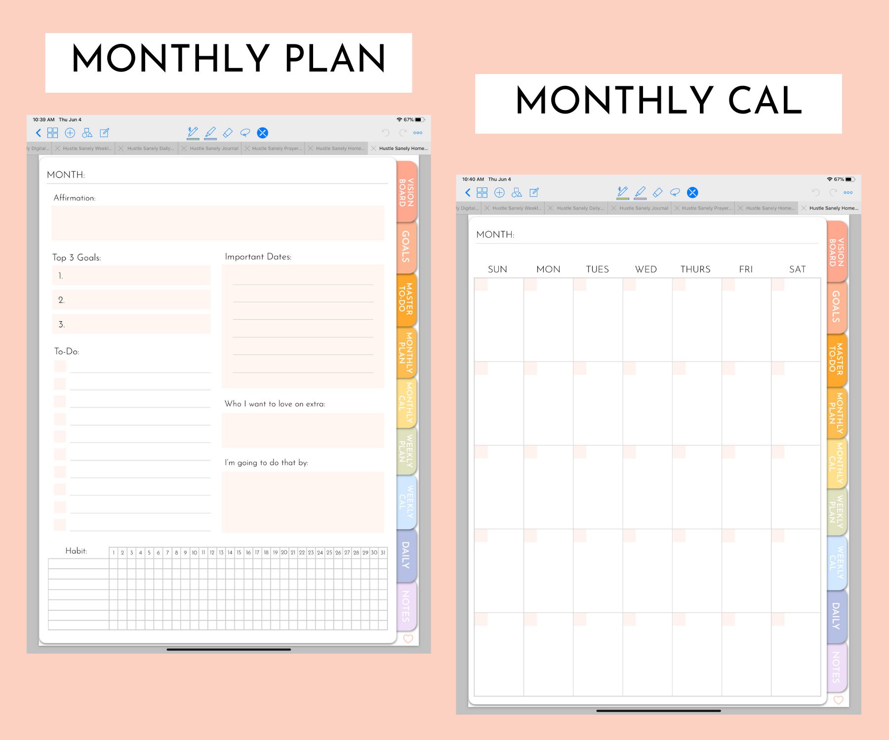 Undated Digital Planner Hustle Sanely® Home Base Planner - Etsy