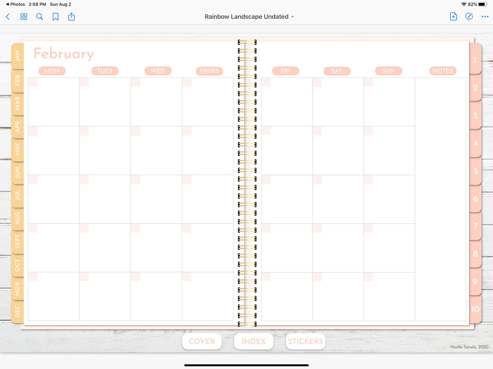 Boho Customizable Digital Planner | Undated Landscape | Hustle Sanely ...
