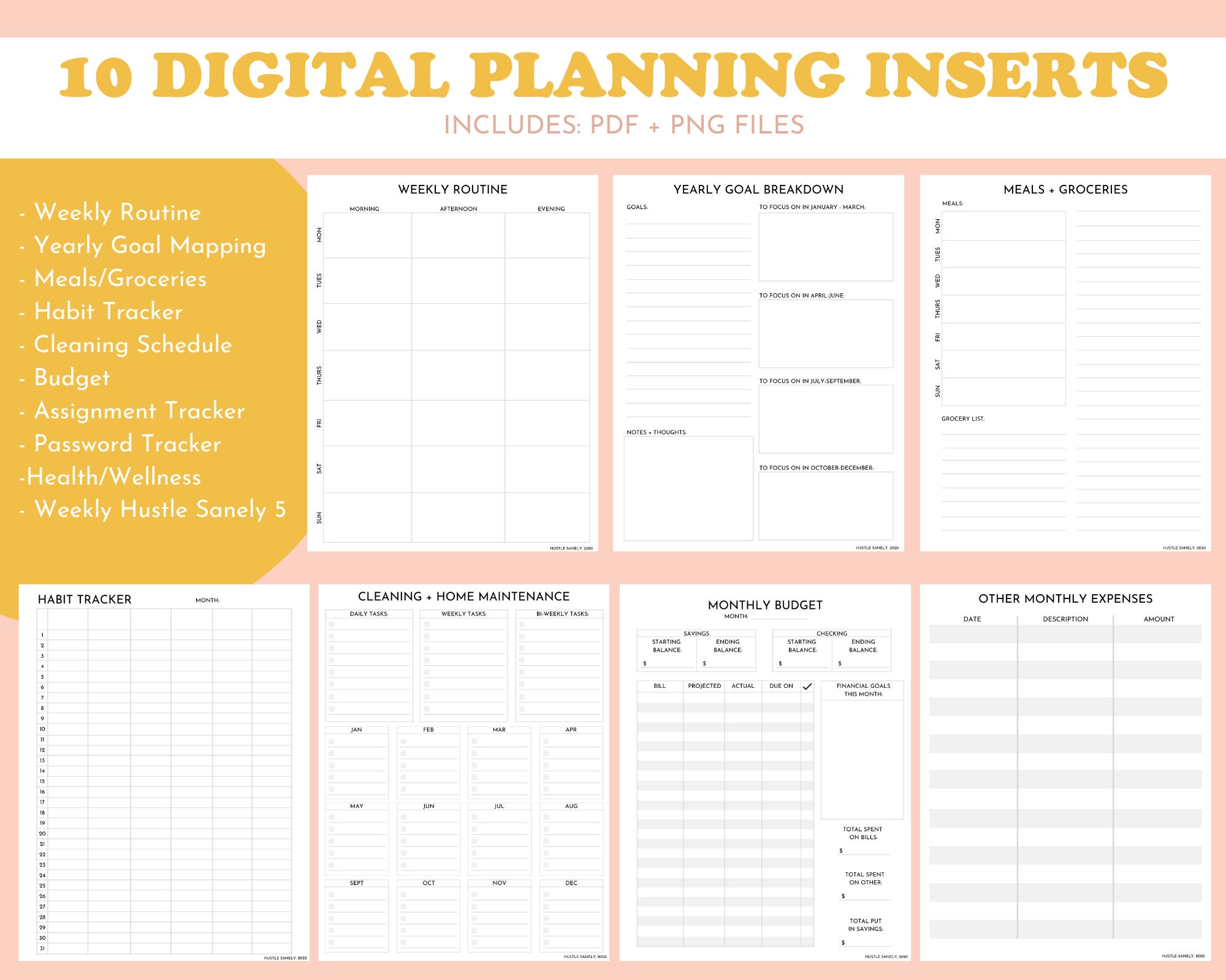 Planner Insert Bundle Print or Use for Digital Planning - Etsy