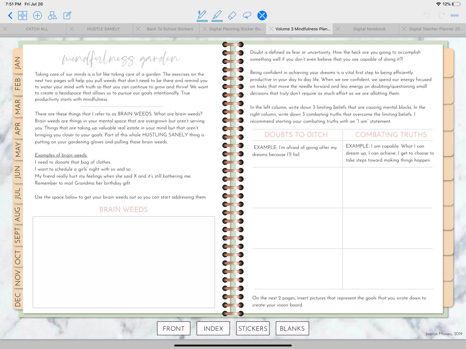 Mindfulness Planner Undated Digital Monthly Planner Hustle | Etsy