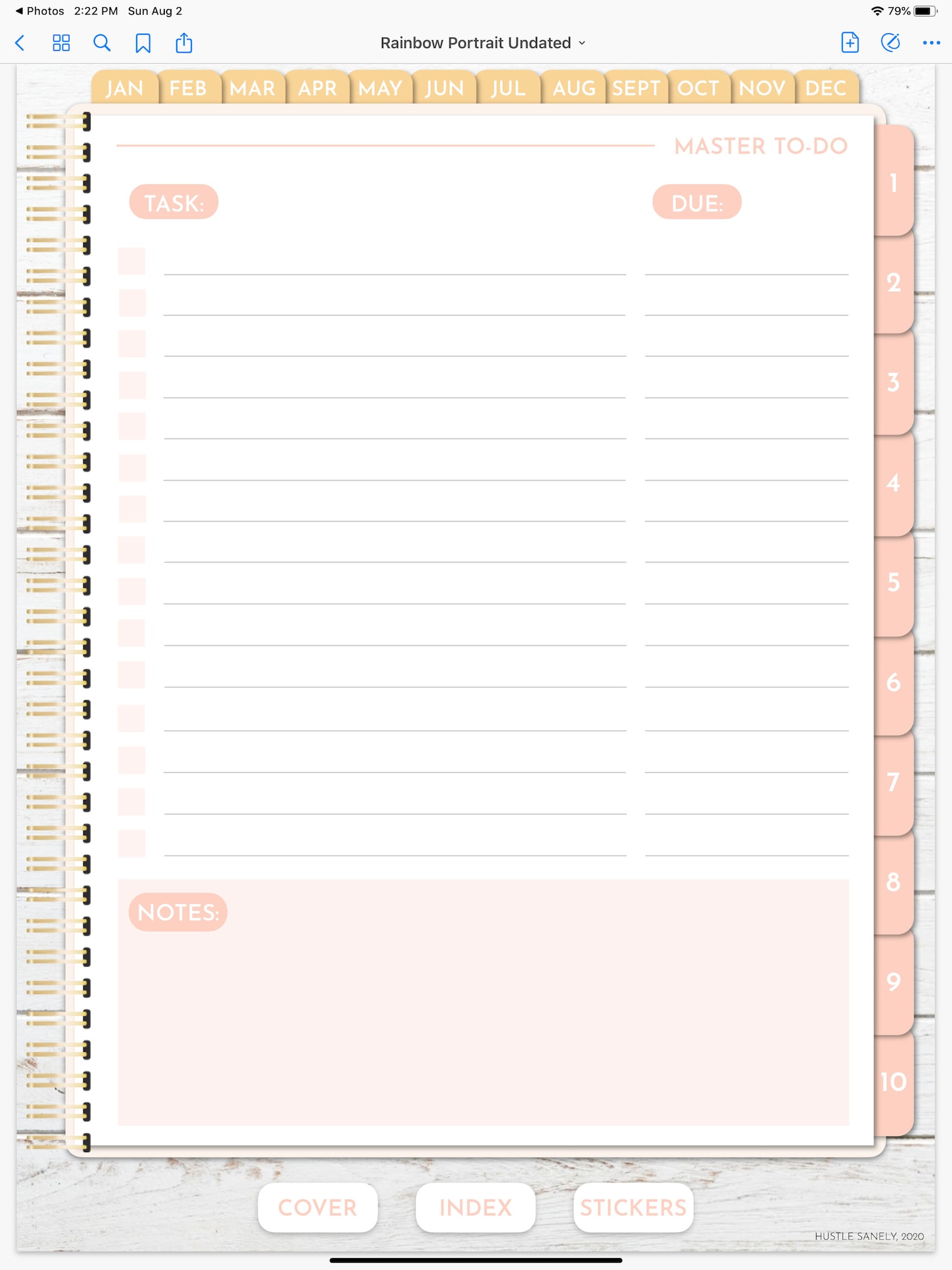 Boho Rainbow Customizable Digital Planner | Undated Portrait | Hustle ...