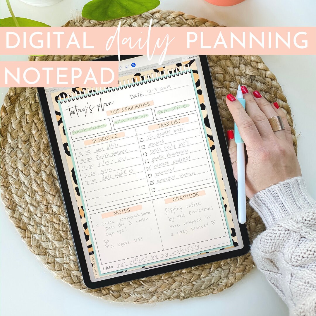 Digital Daily Planning Leopard Print Notepad | Hustle Sanely® - Etsy