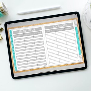 Username and Password Login Tracker for Digital Planning - Etsy