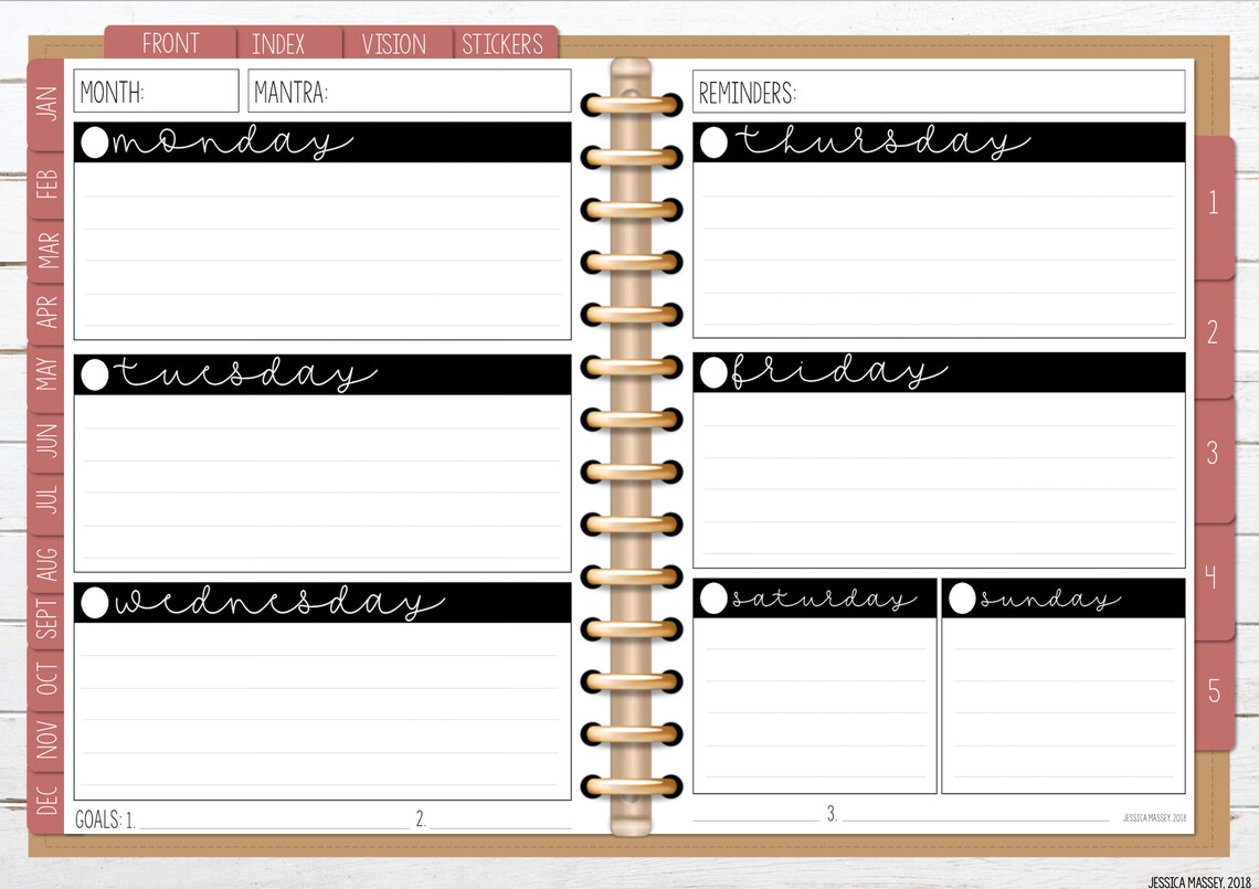 Horizontal Weekly Insert for Digital Planning Undated Blank - Etsy