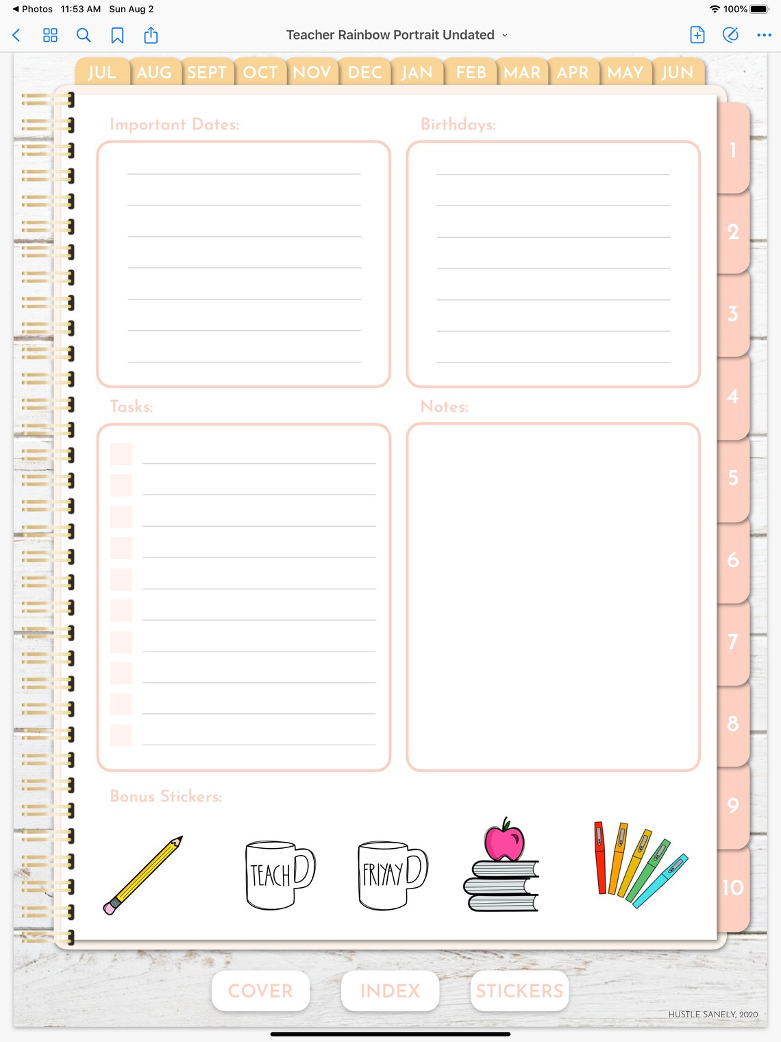 Customizable Boho Rainbow Digital Teacher Planner Undated - Etsy
