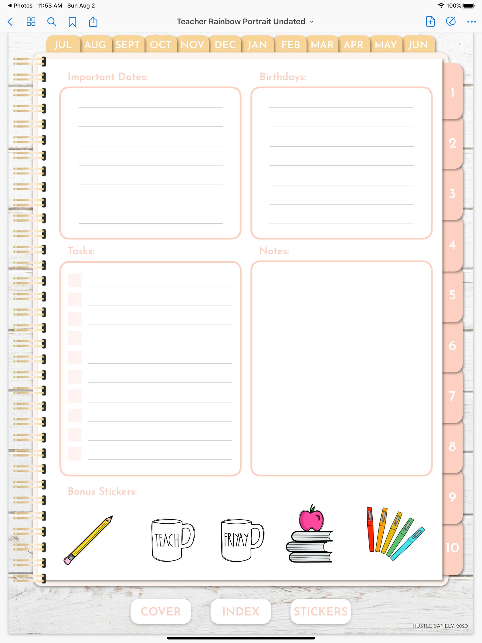 Customizable Boho Rainbow Digital Teacher Planner Undated - Etsy
