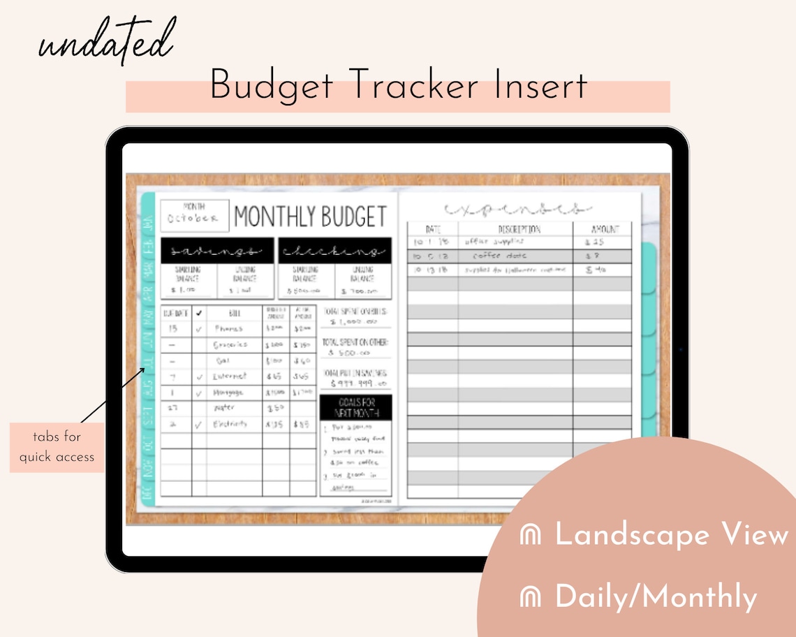 Budget Tracker Insert for Digital Planning - Etsy