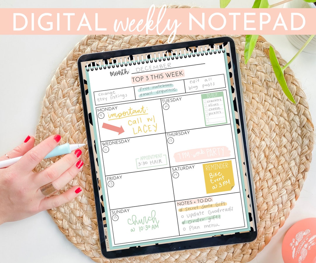 Digital Weekly Planning Leopard Print Notepad | Hustle Sanely® - Etsy