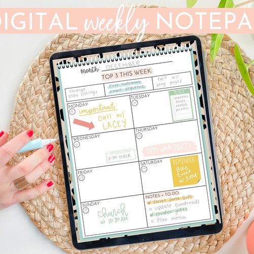 Digital Weekly Planning Leopard Print Notepad Hustle Sanely® - Etsy