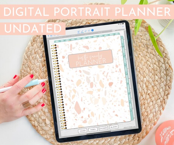 Undated Portrait Digital Planner Terrazzo Design Hustle | Etsy