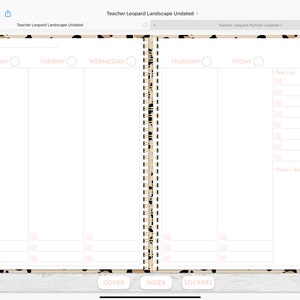 Customizable Leopard Digital Teacher Planner | Undated Landscape ...