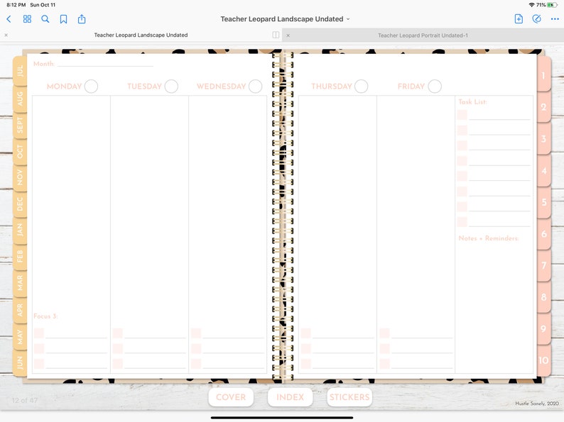Customizable Leopard Digital Teacher Planner Undated | Etsy