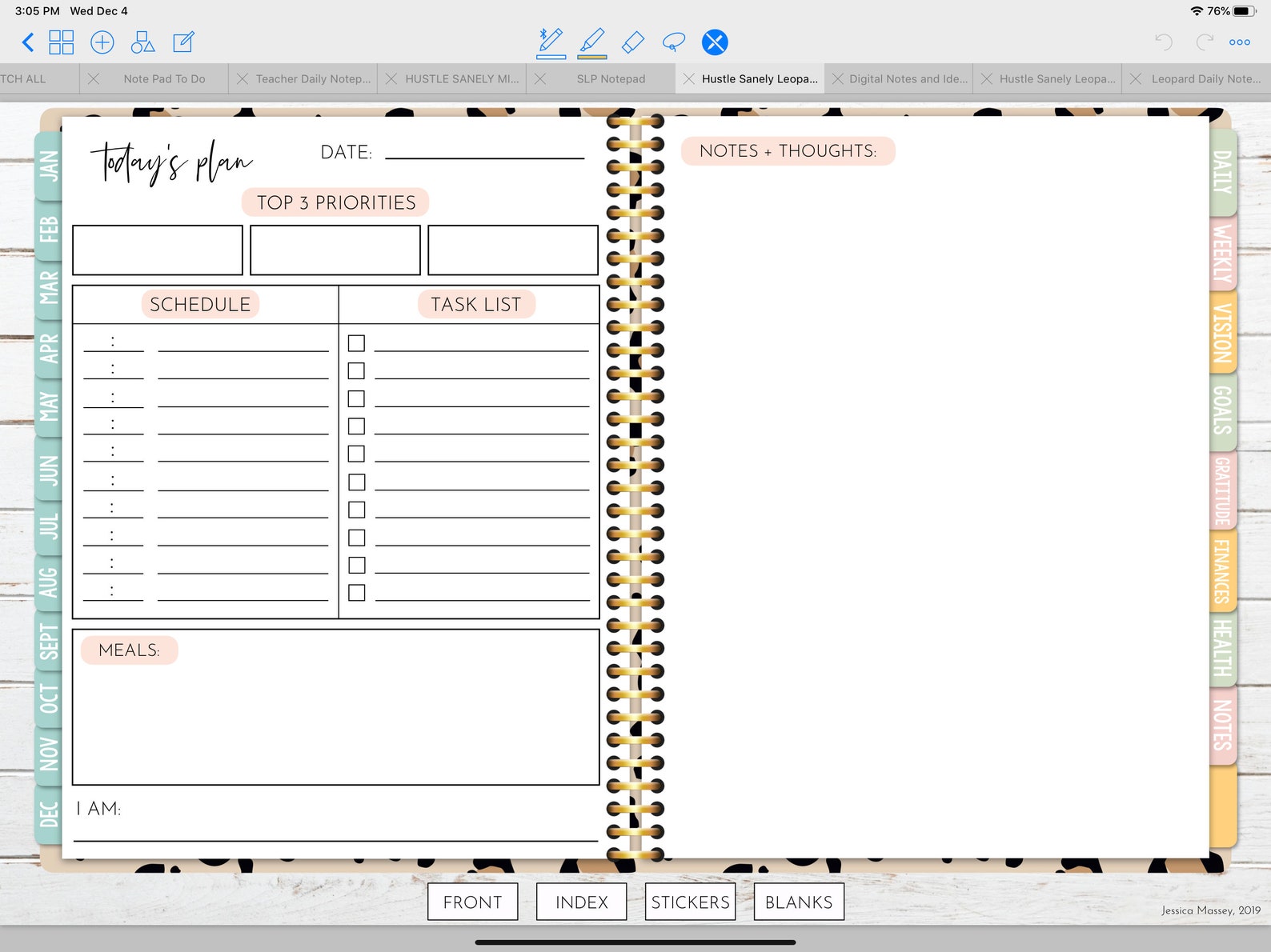 Leopard Print Undated Landscape Digital Planner Hustle - Etsy