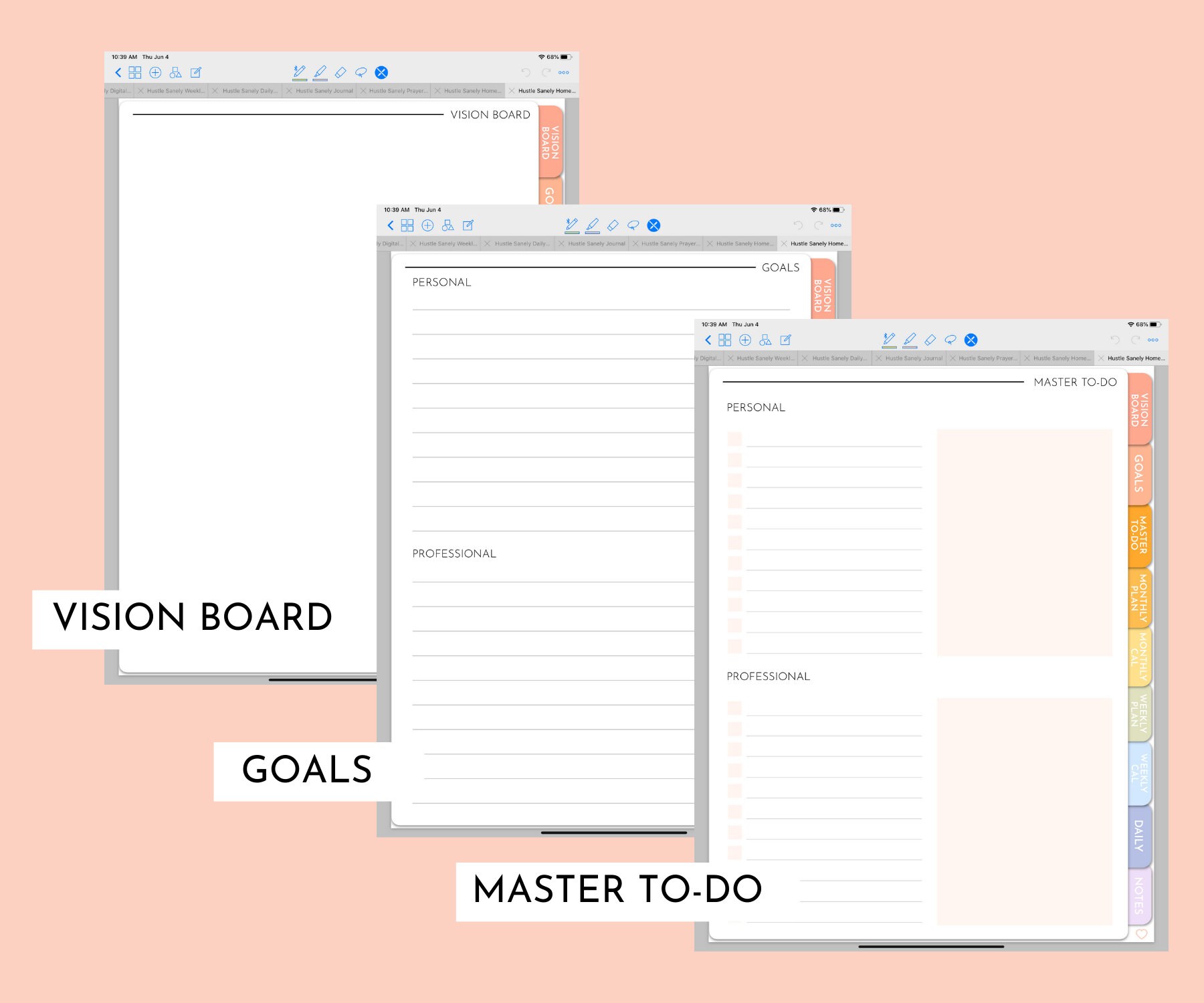 Undated Digital Planner Hustle Sanely® Home Base Planner - Etsy