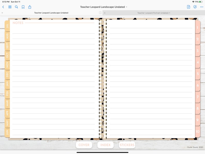 Customizable Leopard Digital Teacher Planner | Undated Landscape ...