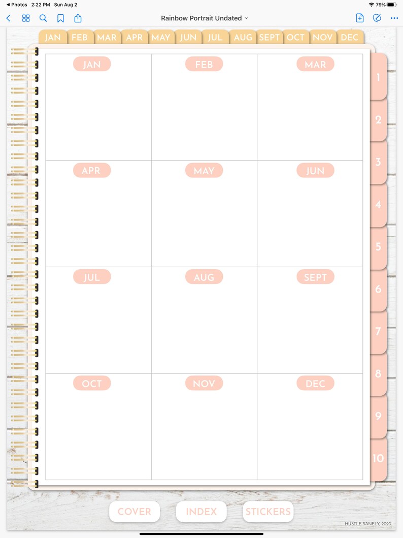 Boho Rainbow Customizable Digital Planner | Undated Portrait | Hustle ...