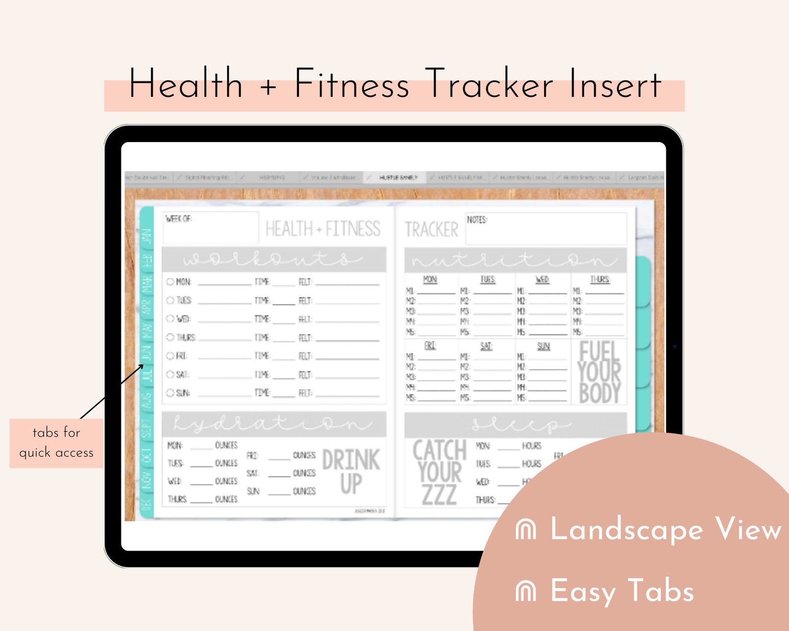 Health and Fitness Tracker Insert for Digital Planners - Etsy