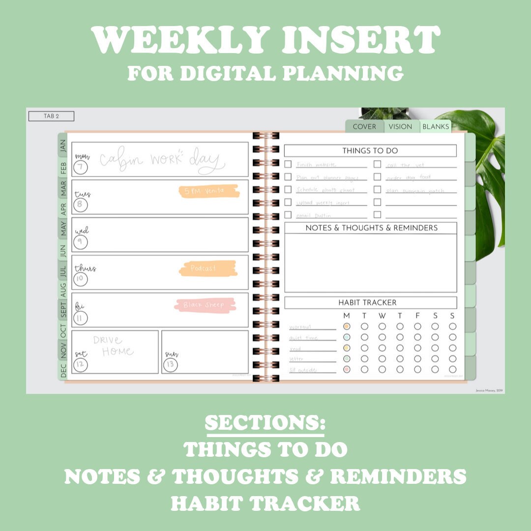 Weekly Insert for Digital Planning - Etsy