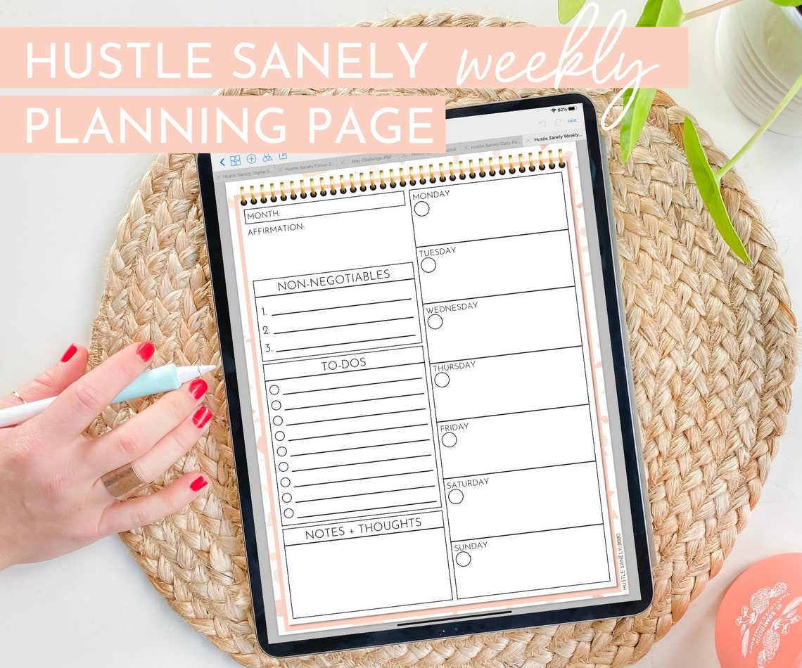 Hustle Sanely® Weekly Planning Notepad Digital Planner - Etsy