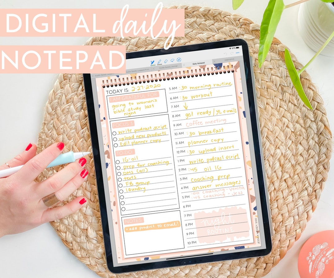 Digital Daily Schedule and To-do Notepad With Focus 3 | Hustle Sanely ...