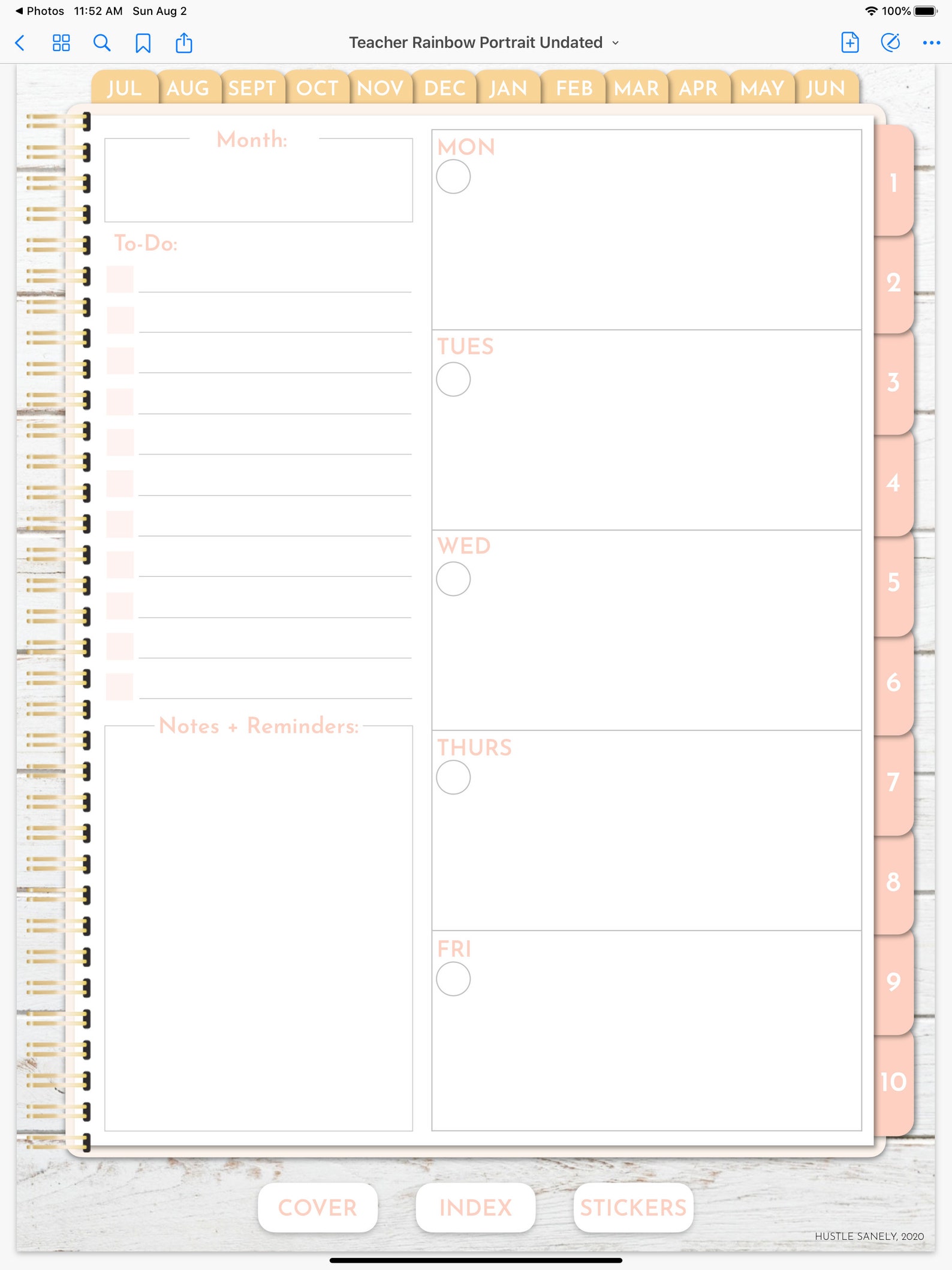 Customizable Boho Rainbow Digital Teacher Planner | Undated Portrait ...
