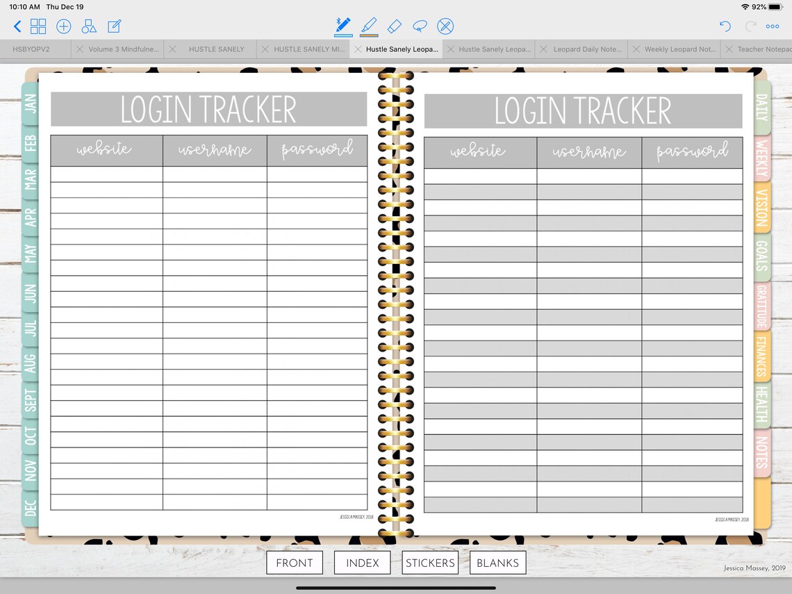 Username and Password Login Tracker for Digital Planning - Etsy