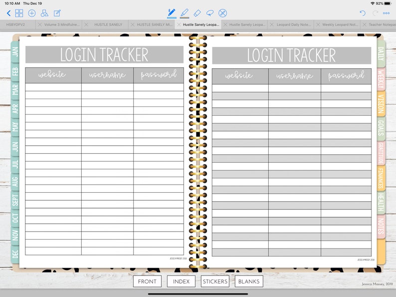 Username and Password Login Tracker for Digital Planning | Etsy