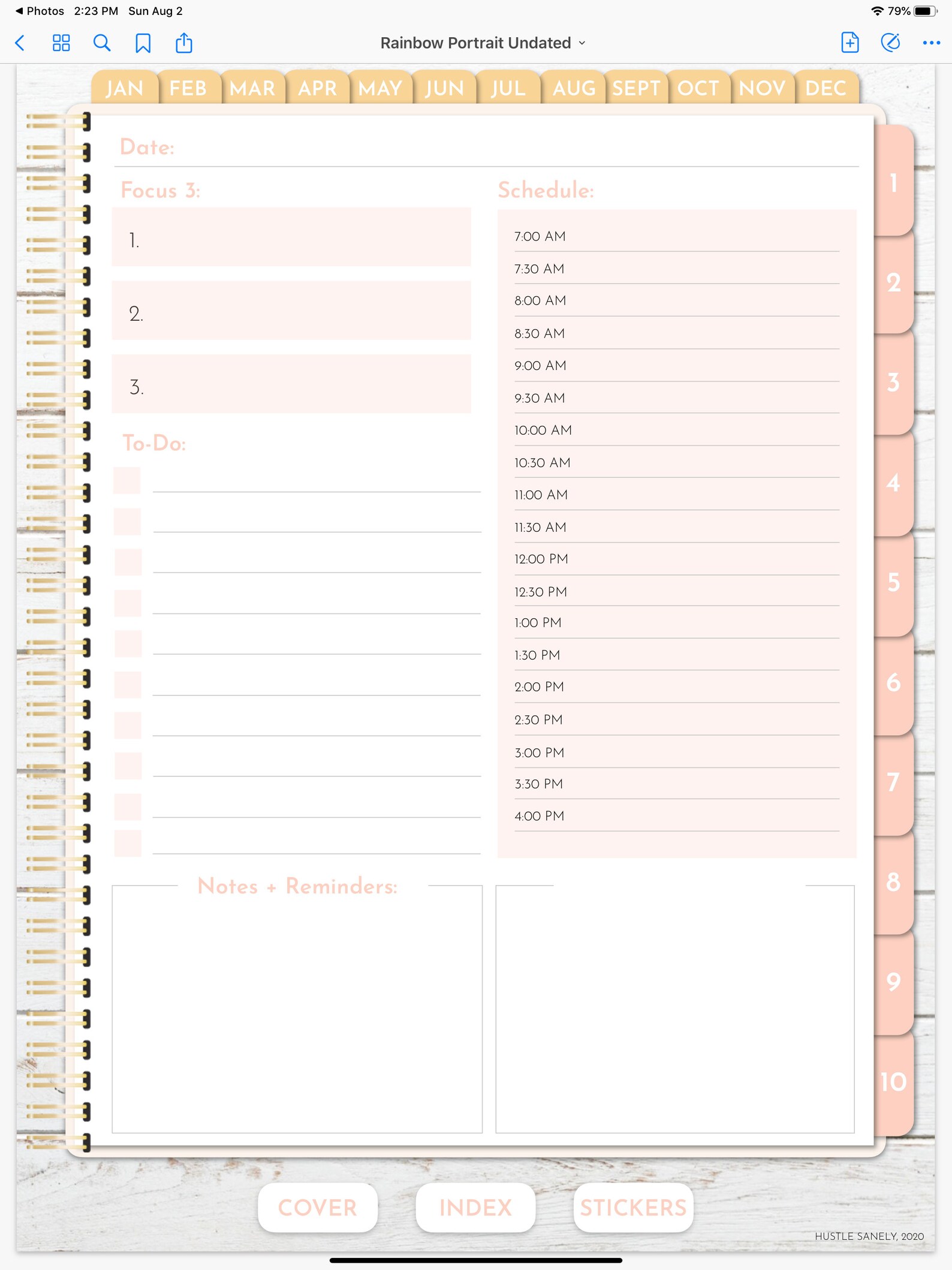 Boho Rainbow Customizable Digital Planner | Undated Portrait | Hustle ...