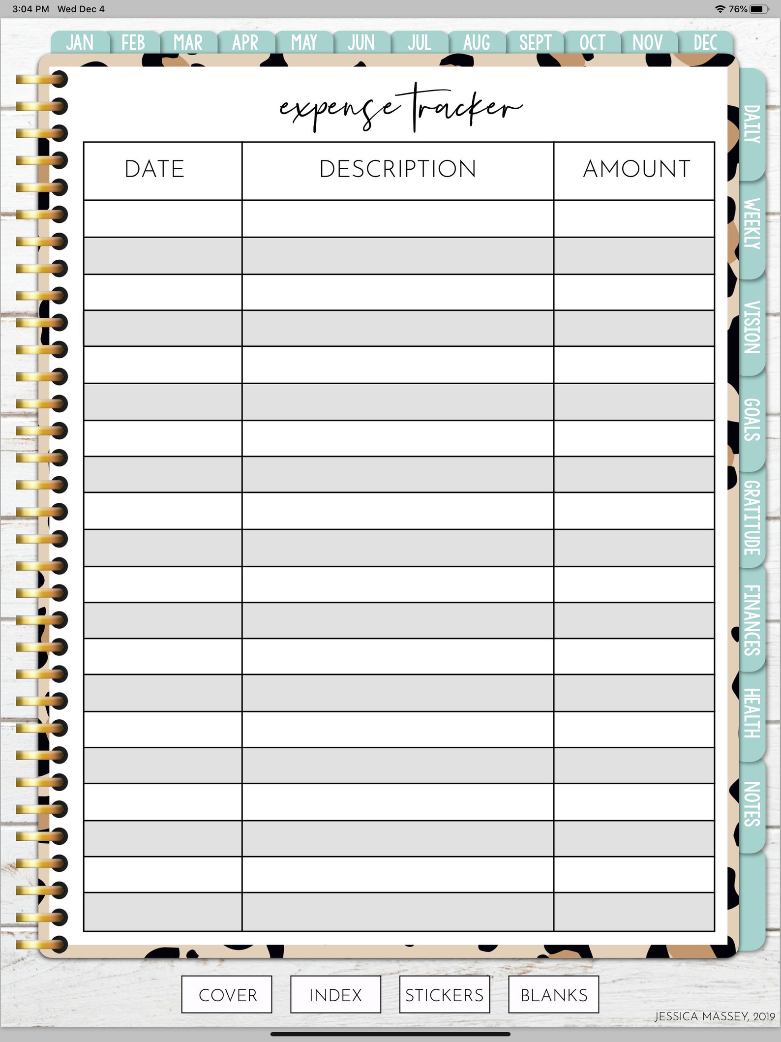 Leopard Print Undated Portrait Digital Planner | Hustle Sanely® - Etsy