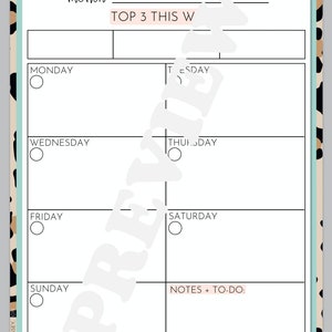 Digital Weekly Planning Leopard Print Notepad | Hustle Sanely® - Etsy
