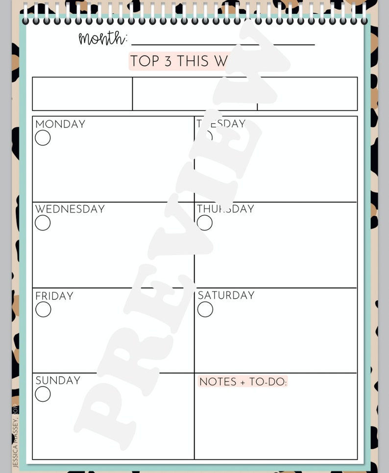 Digital Weekly Planning Leopard Print Notepad Hustle Sanely® - Etsy