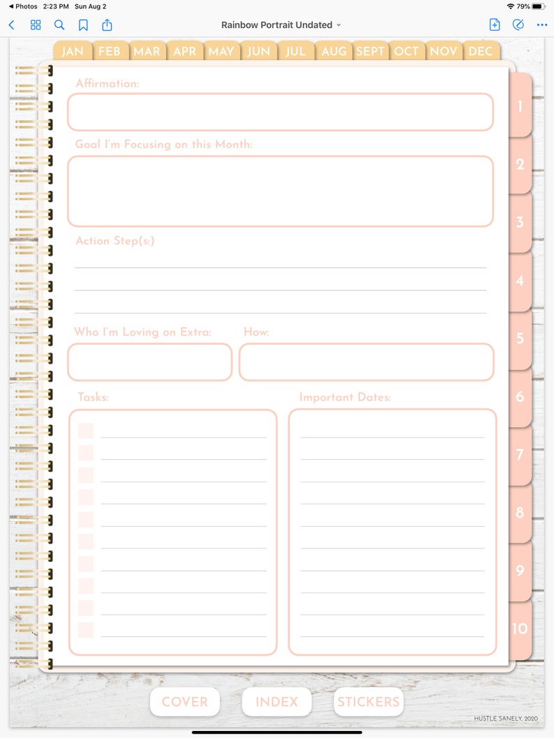 Boho Rainbow Customizable Digital Planner | Undated Portrait | Hustle ...