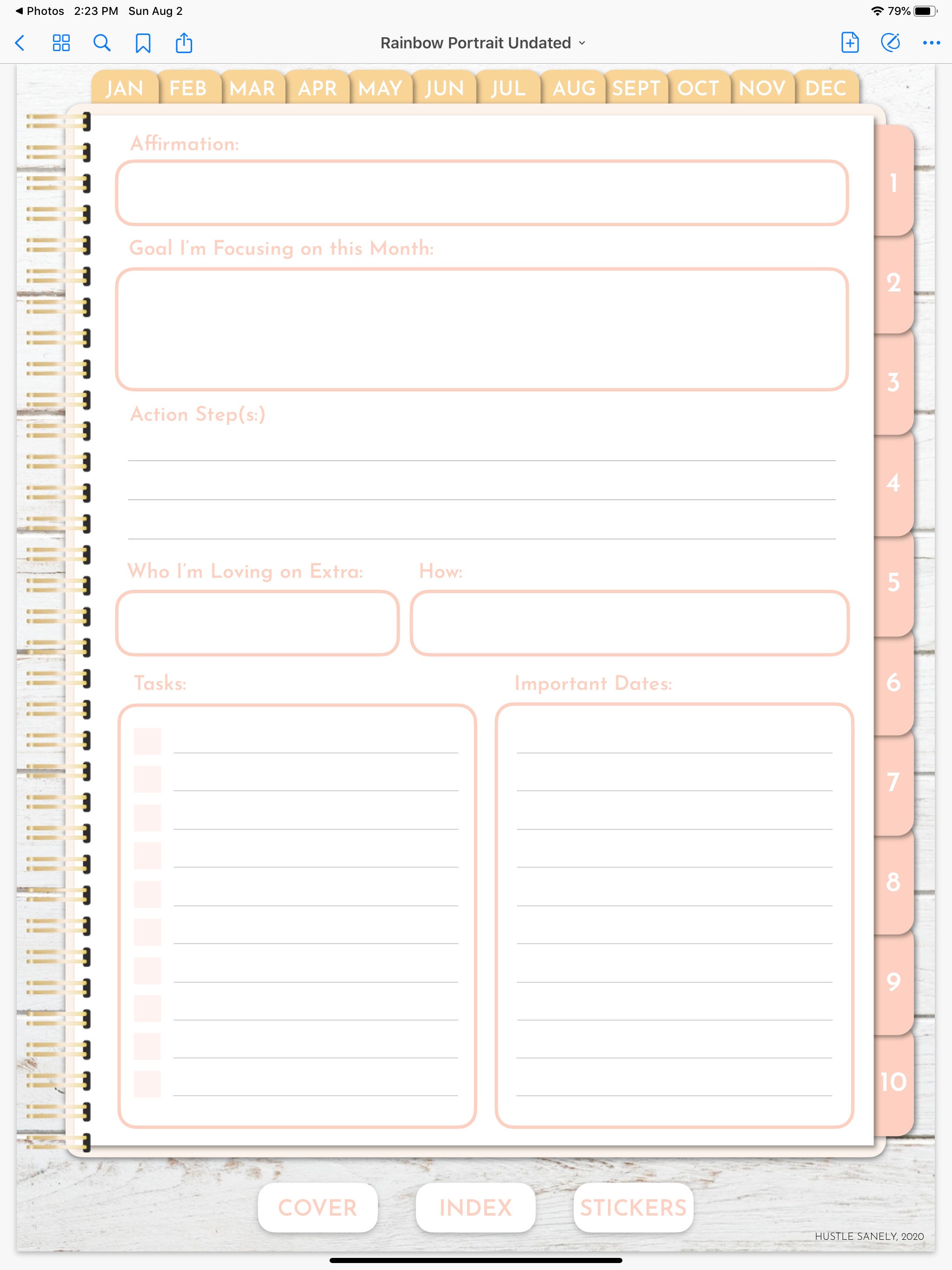 Boho Rainbow Customizable Digital Planner | Undated Portrait | Hustle ...