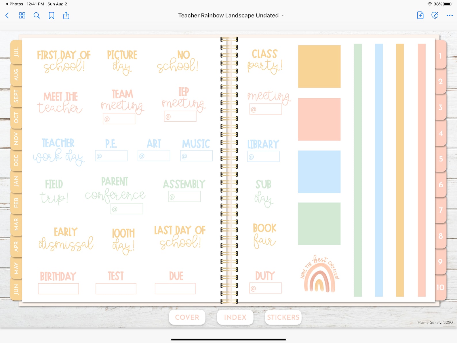 Customizable Boho Rainbow Digital Teacher Planner Undated - Etsy