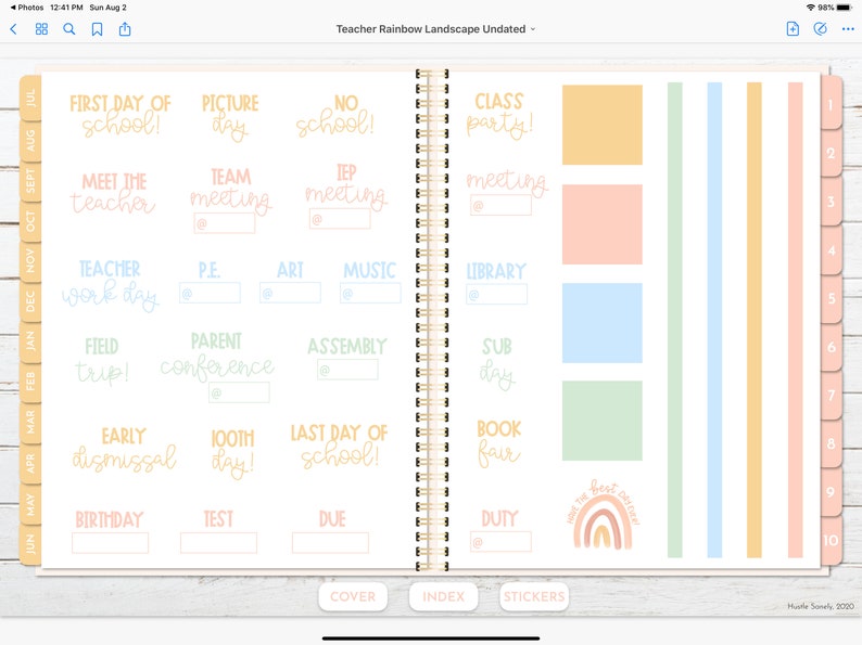 Customizable Boho Rainbow Digital Teacher Planner Undated - Etsy