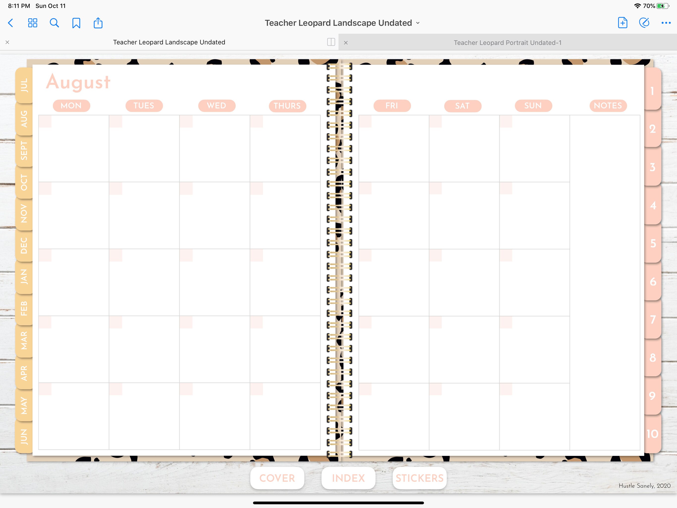 Customizable Leopard Digital Teacher Planner | Undated Landscape ...