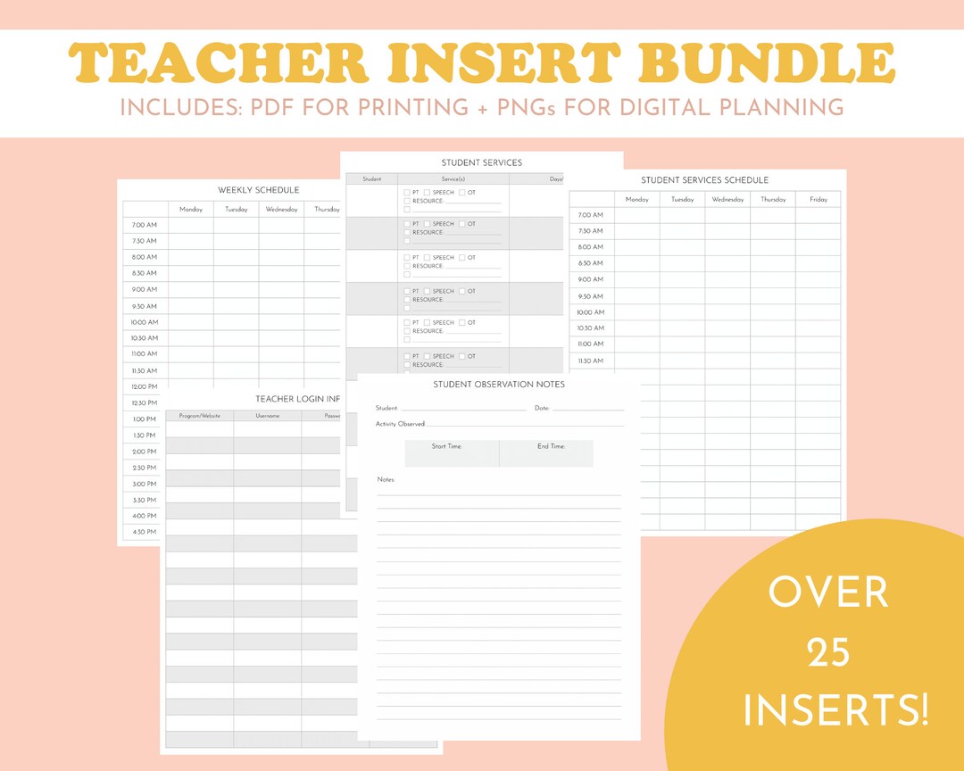 Digital Teacher Planning Insert Bundle | Print or Use for Digital ...